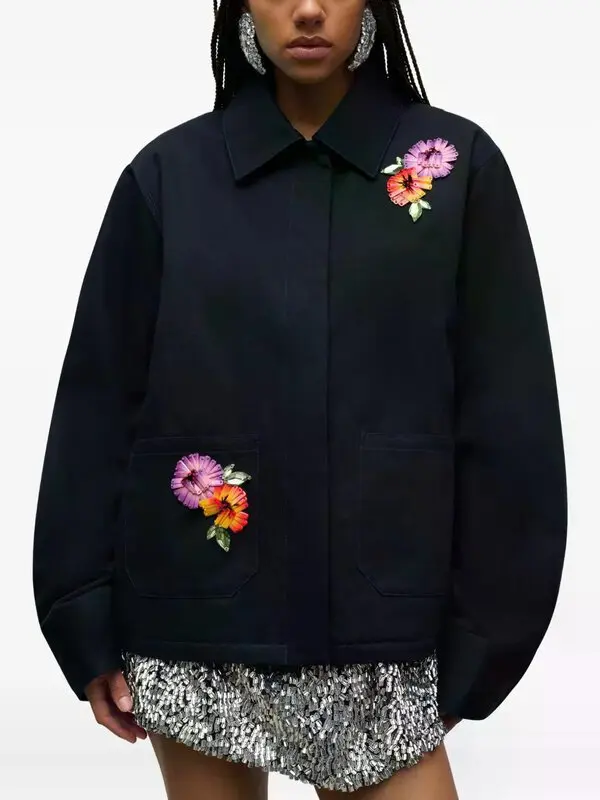 AREA Embroidered-flower Cargo Jacket