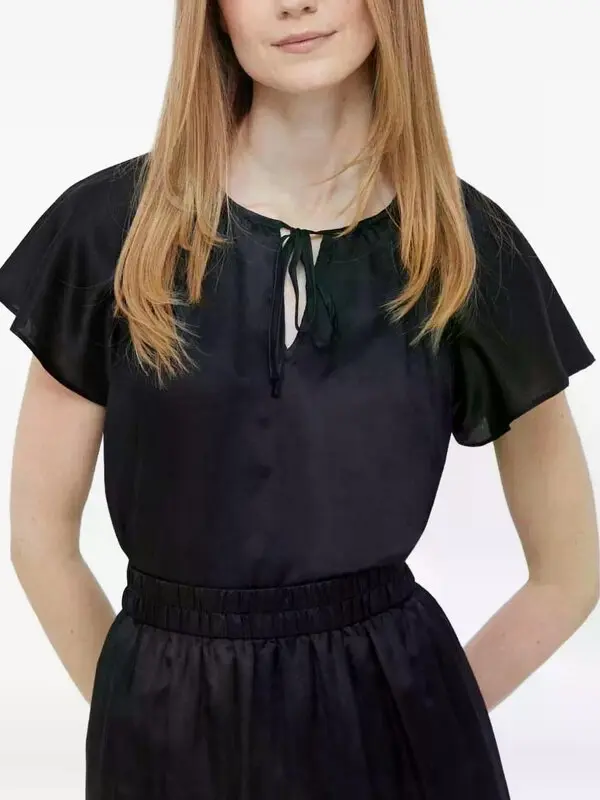 Dkny Tie-neck Flutter-sleeve Blouse