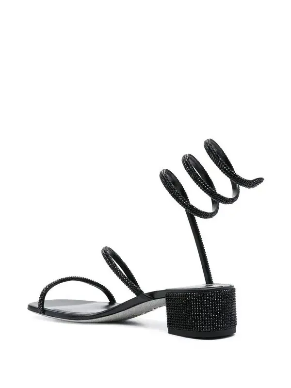 Rene Caovilla Cleo Leather Sandals - Black