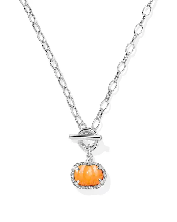 Kendra Scott Mother Of Pearl Pumpkin Pendant Necklace - Silver/orange
