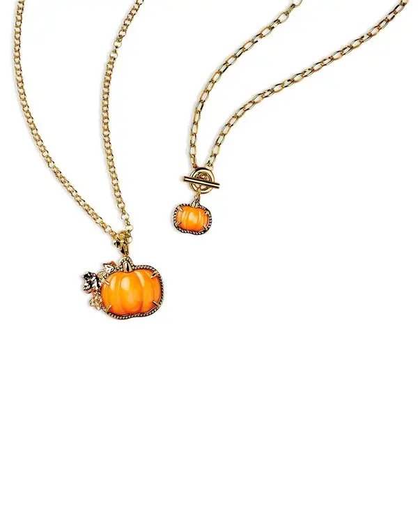 Kendra Scott Mother Of Pearl Pumpkin Pendant Necklace - Silver/orange