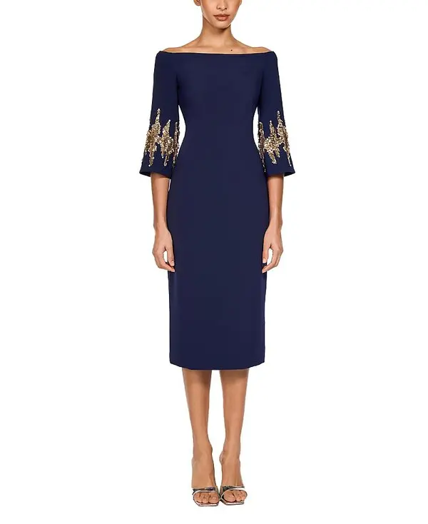 Jenny Packham Aster Sequin-embellished Midi Dress - Midnight Kiss