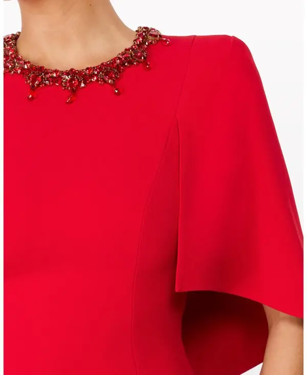 Jenny Packham Ursa Embellished-neck Midi Dress - Chilli Red