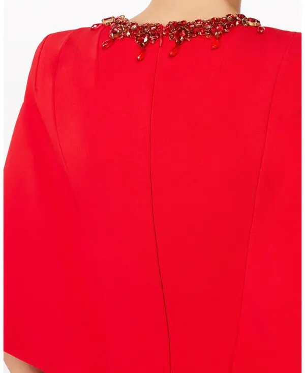 Jenny Packham Ursa Embellished-neck Midi Dress - Chilli Red