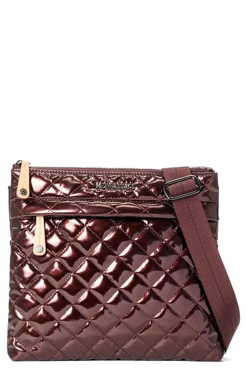 Mz Wallace Metro Flat Quilted Nylon Crossbody Bag - Bordeaux Lacquer