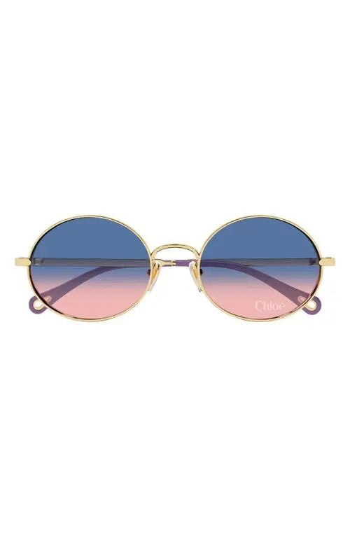 Chloé 55mm Gradient Round Sunglasses - Gold/blue Lens