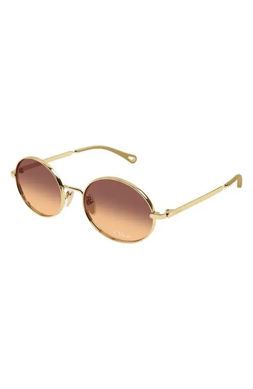 Chloé 55mm Gradient Round Sunglasses - Gold/brown Lens