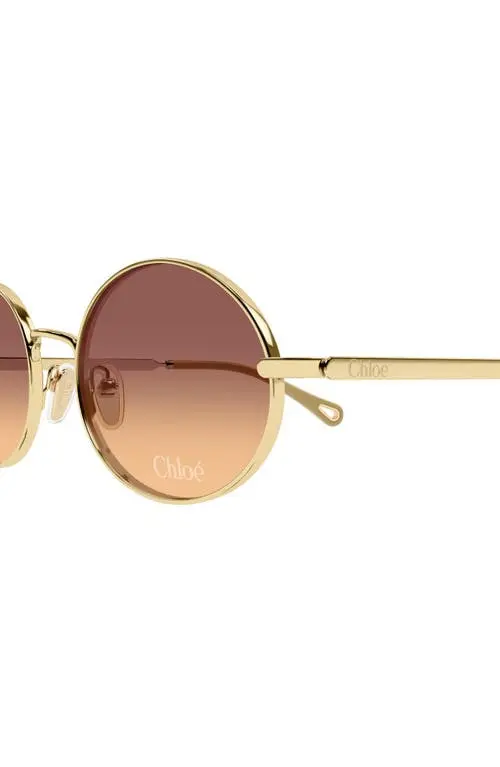 Chloé 55mm Gradient Round Sunglasses - Gold/brown Lens