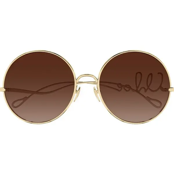 Chloé 60mm Round Sunglasses - Gold/brown Lens