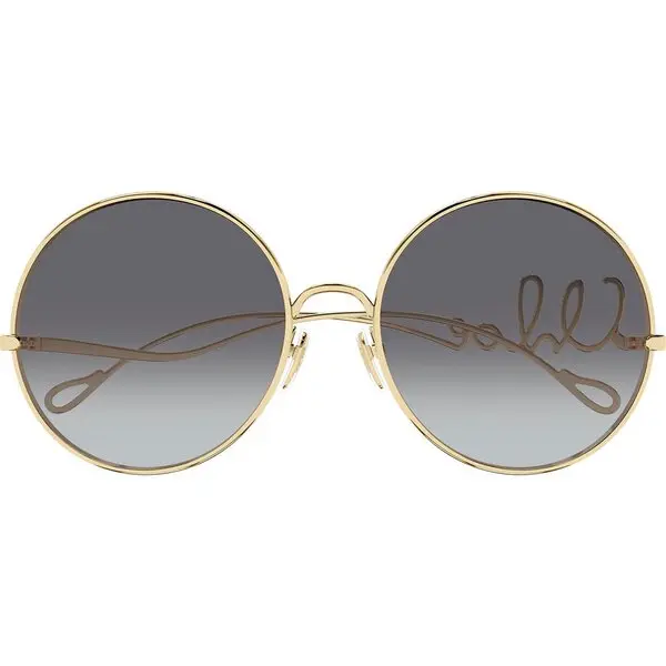 Chloé 60mm Round Sunglasses - Gold/grey Lens