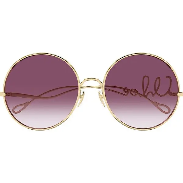 Chloé 60mm Round Sunglasses - Gold/red Lens