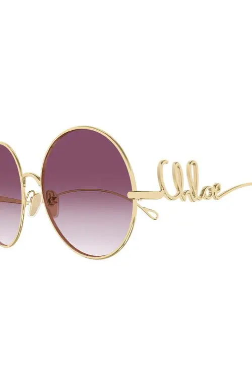 Chloé 60mm Round Sunglasses - Gold/red Lens