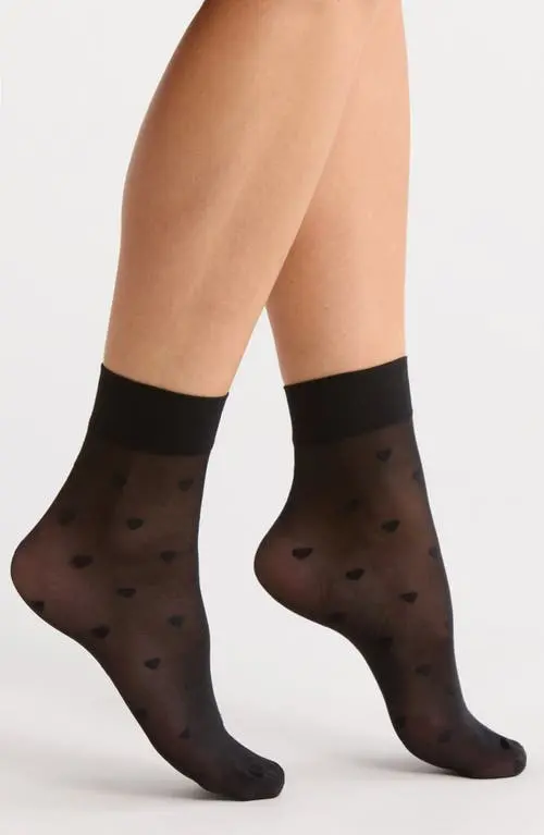 Nordstrom Heart Sheer Ankle Socks - Black