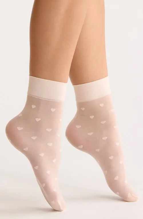Nordstrom Heart Sheer Ankle Socks - Pink Bubbles