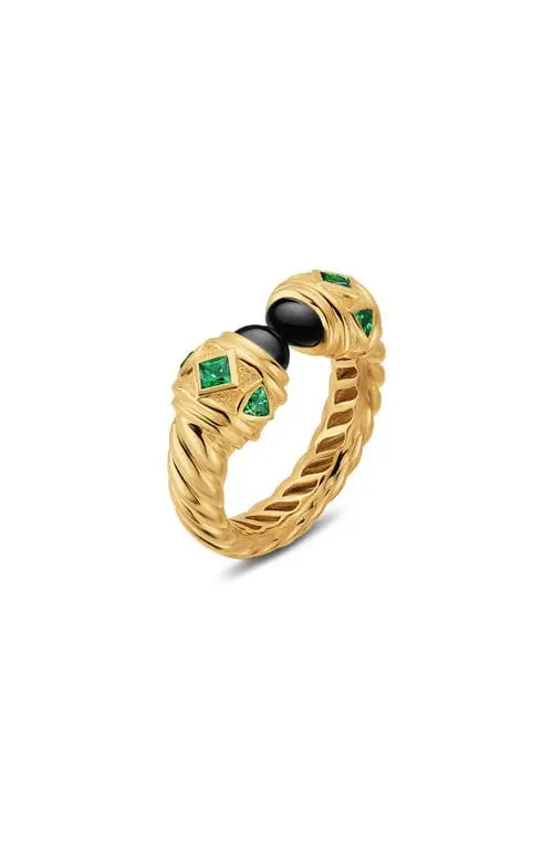David Yurman Renaissance Color Ring In 18k Yellow - Black Onyx