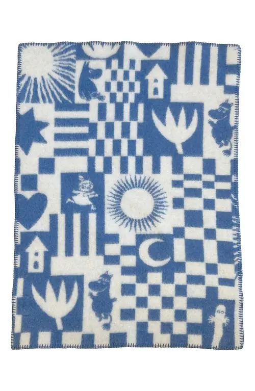KLIPPAN Moomin Play Brushed Wool Blanket - Blue