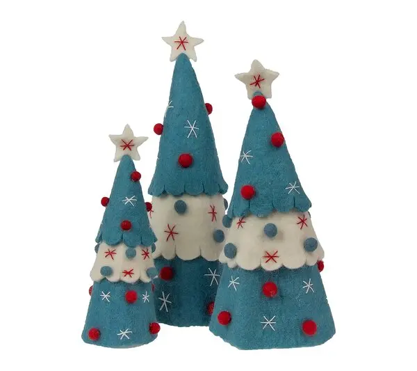 GLOBAL CRAFTS Handcrafted Felt Christmas Tree T Opper/decor Se - One-color