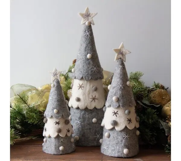 GLOBAL CRAFTS Handcrafted Felt Christmas Tree T Opper/decor Se