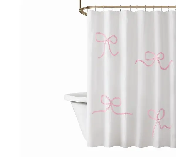 TRULY SOFT Textured Bow Shower Curtain