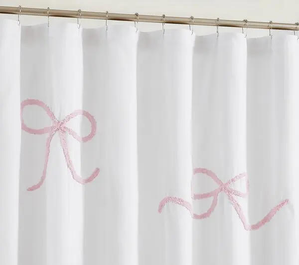 TRULY SOFT Textured Bow Shower Curtain