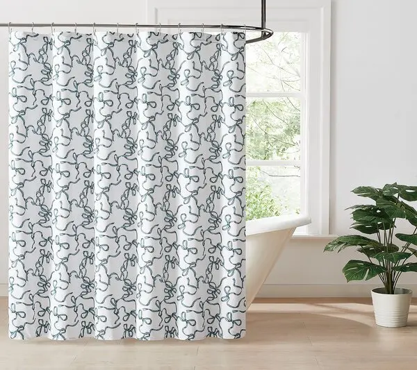 TRULY SOFT Printed Bow Shower Curtain - One-color