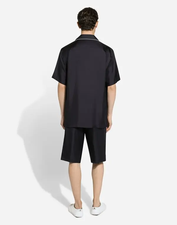 Dolce & Gabbana Silk Twill Shirt With Dg Embroidery