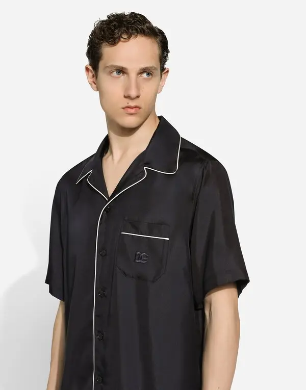 Dolce & Gabbana Silk Twill Shirt With Dg Embroidery