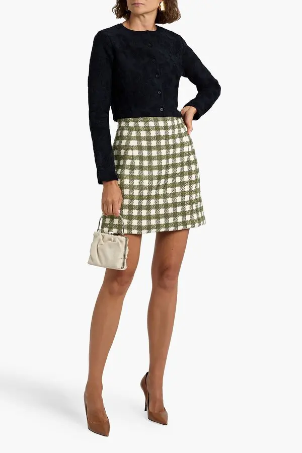 Oscar De La Renta Checked Tweed Mini Skirt