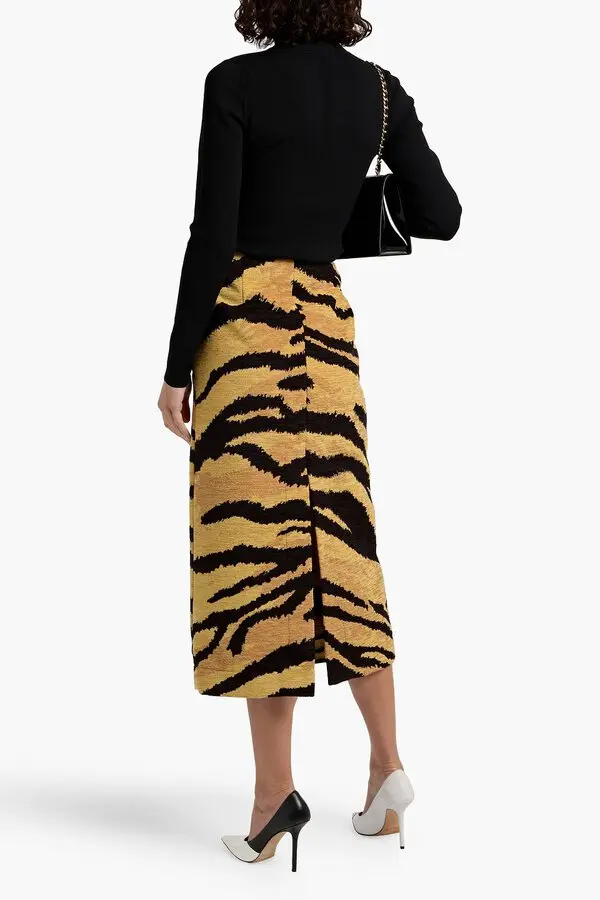 Oscar De La Renta Tiger-print Jacquard Midi Skirt