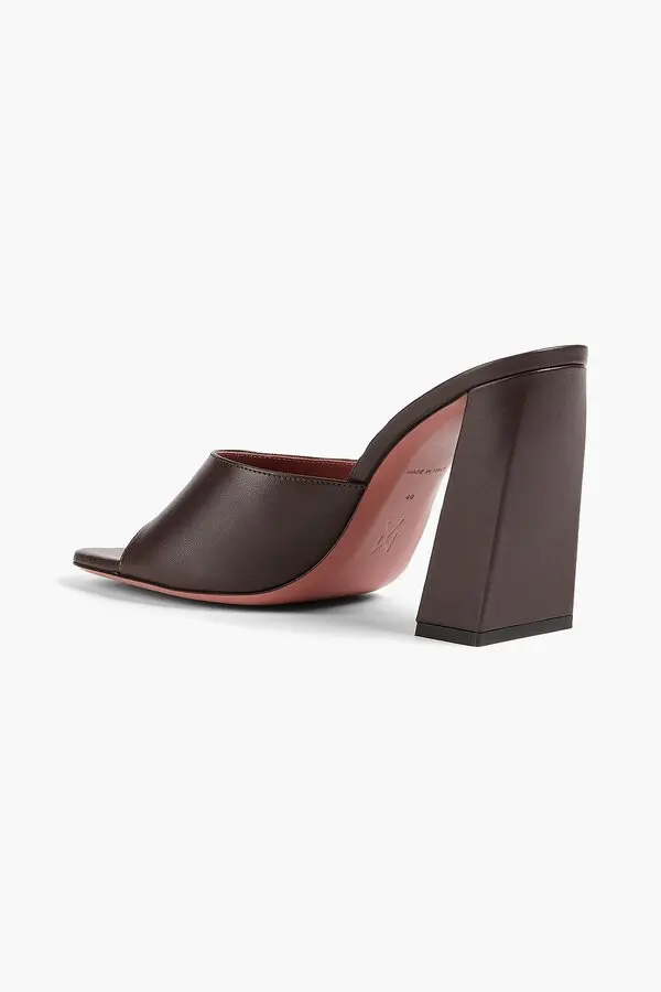 Amina Muaddi Brigitte 95 Leather Mules - Chocolate