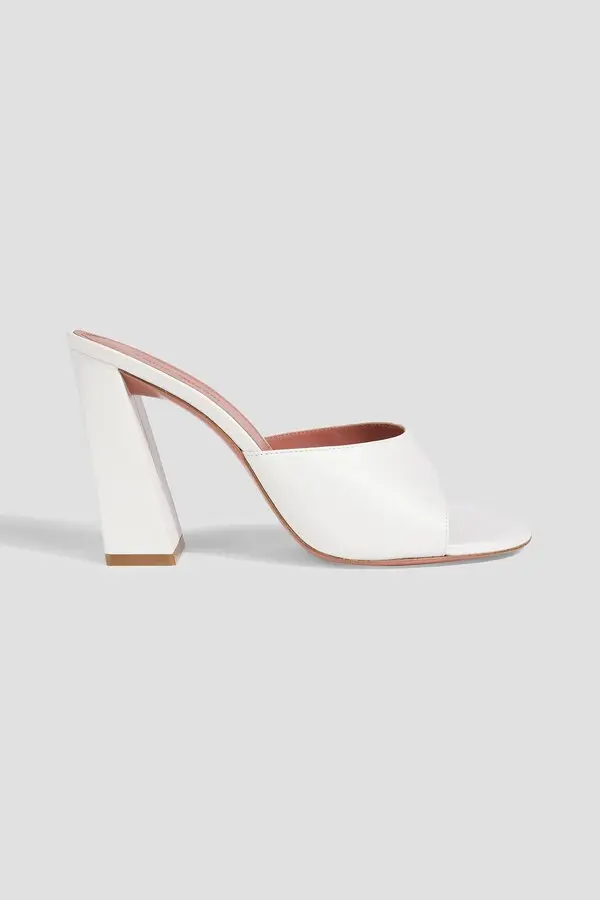 Amina Muaddi Brigitte 95 Leather Mules - White