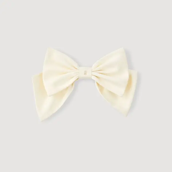 Sandro Satin Bow Barrette - Ecru