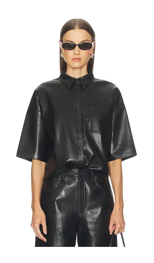 Citizens Of Humanity Cropped Cape Button Up Shirt - Black