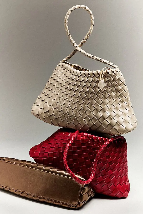 Anthropologie Calla Woven Shoulder Bag - Red