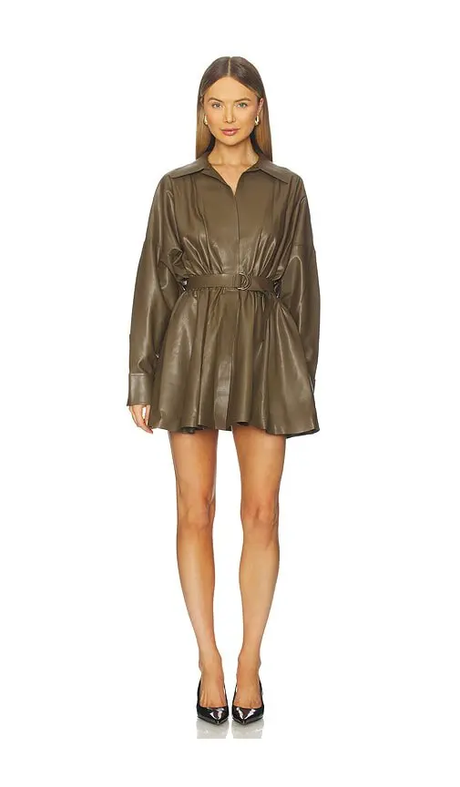Norma Kamali Super Oversized Boyfriend Shirt Flared Mini Dress - Bark