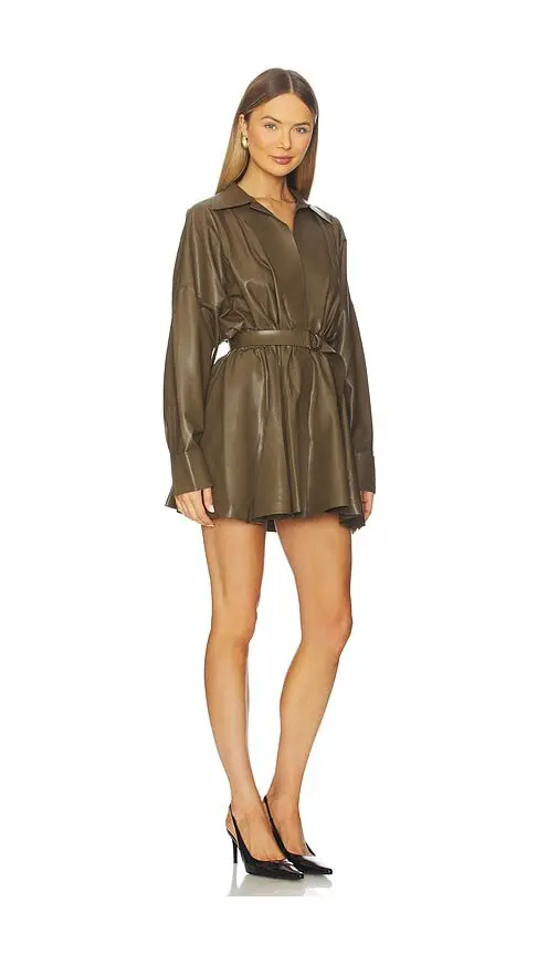 Norma Kamali Super Oversized Boyfriend Shirt Flared Mini Dress - Bark