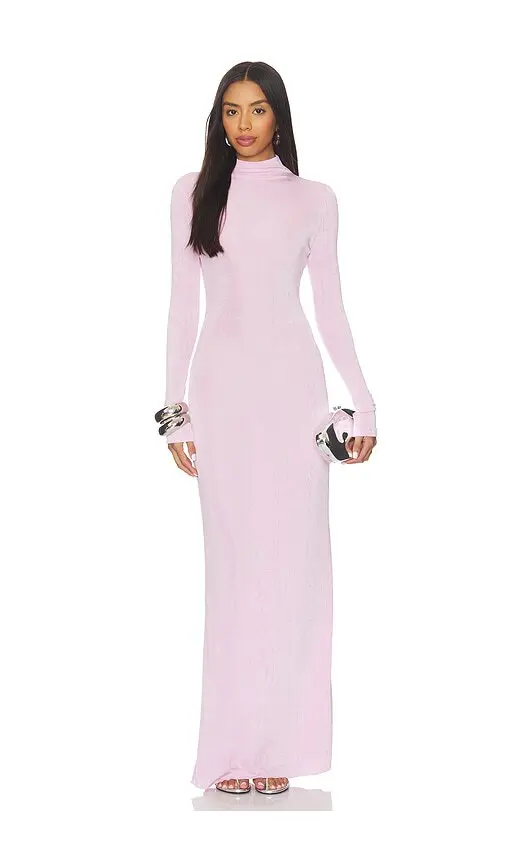 strapless open back dress Adita | Blush Pink Mesh Floral Bardot Maternity Midi Dress
