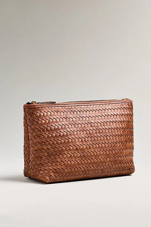 BEMBIEN Woven Leather Zip Pouch - Sienna