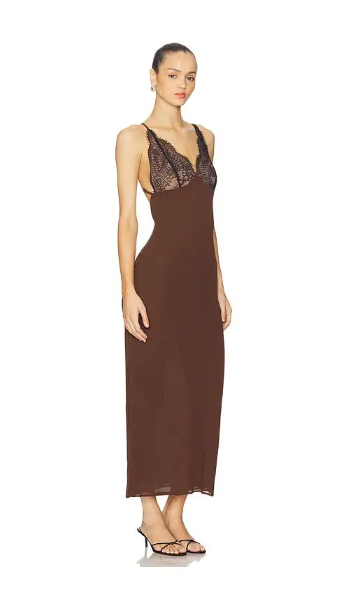 princess polly baby blue dress Runaway The Label x Revolve Kristine Dress in Chocolate main image 1