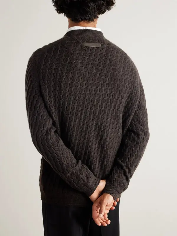 Zegna Cable-knit Oasi Cashmere V-neck Sweater