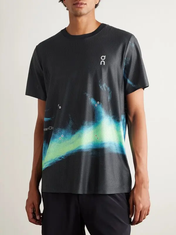 On Pace-T Printed Cleancloud® Mesh T-Shirt - Black | Editorialist