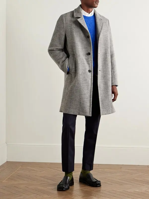 Paul Smith Herringbone Wool-blend Tailored Coat