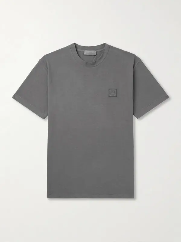 Stone Island Ghost Logo-appliquéd Cotton-jersey T-shirt - Gray
