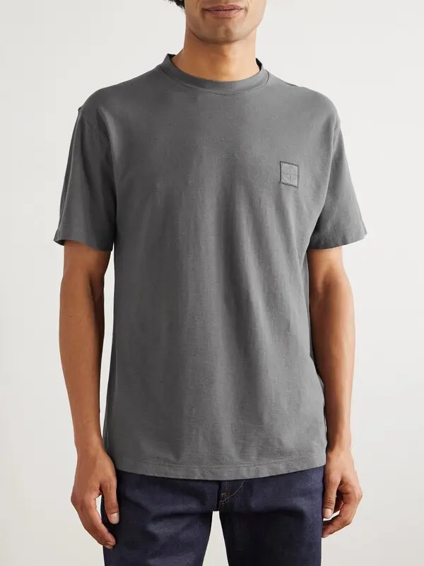 Stone Island Ghost Logo-appliquéd Cotton-jersey T-shirt - Gray