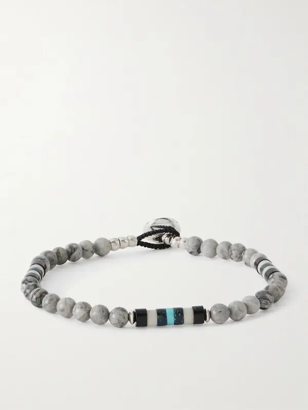 MIKIA Sterling Silver Jasper Bead Bracelet - Gray