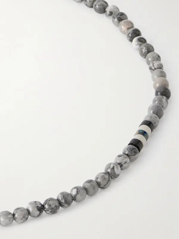 MIKIA Sterling Silver Jasper Bead Bracelet - Gray