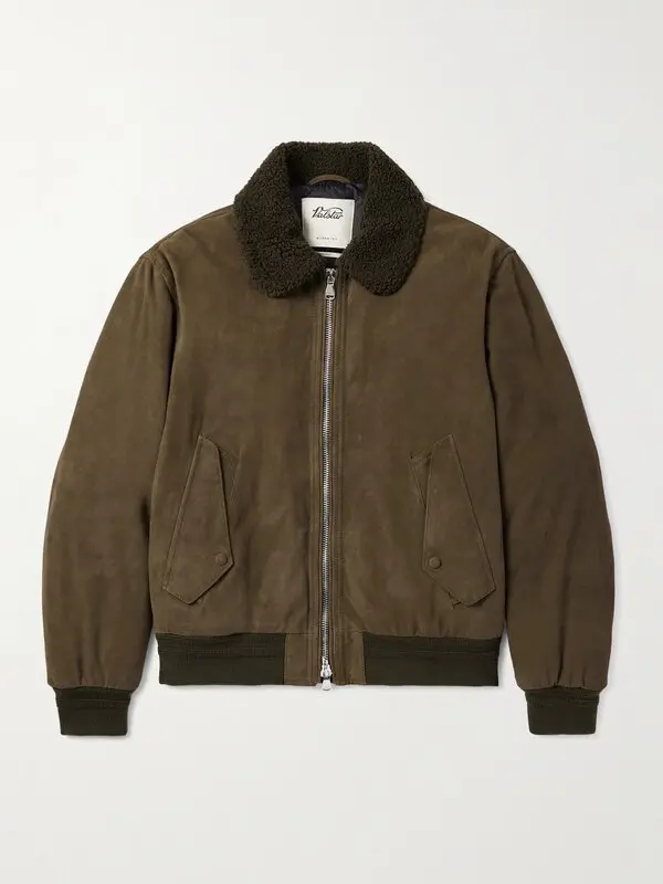VALSTAR Shearling-trimmed Suede Down Aviator Jacket