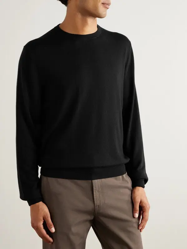 Canali Slim-fit Garment-dyed Cashmere Sweater - Black