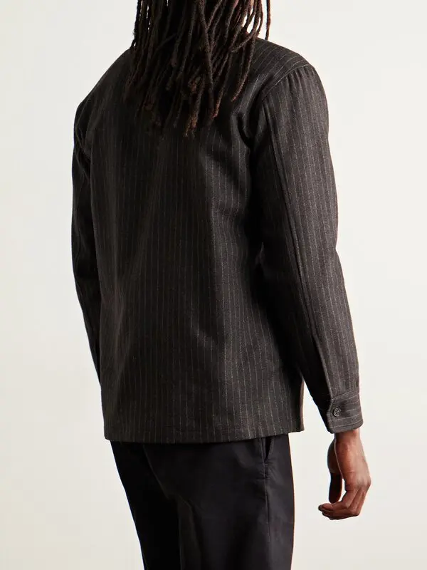 Nn07 Freddy 1630 Pinstriped Recycled-wool-blend Overshirt