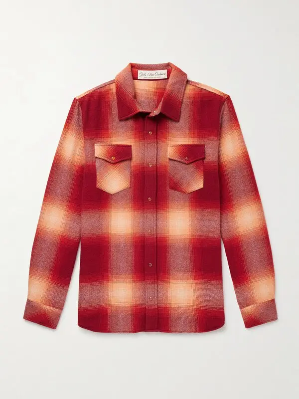 GOD'S TRUE CASHMERE Checked Cashmere Shirt - Red